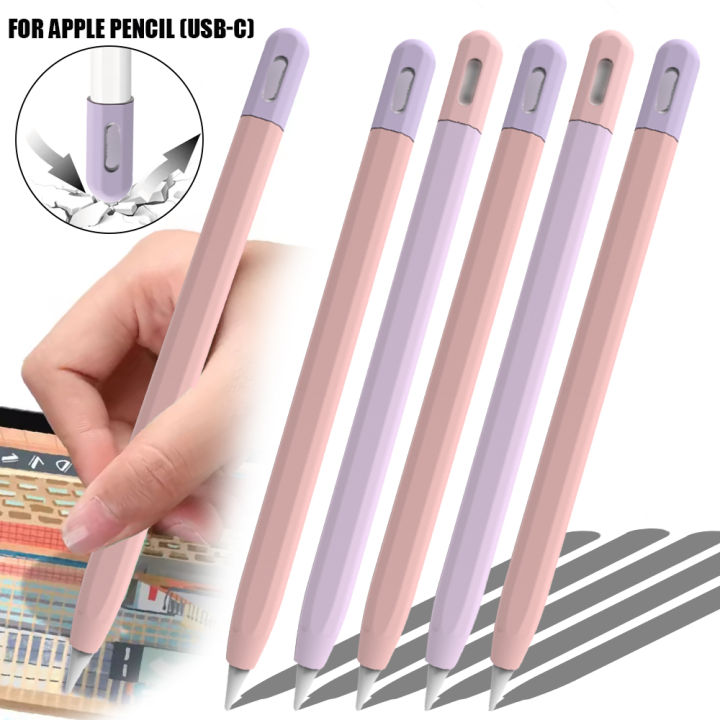 For USB-C Apple Stylus Pen Cover Silicone Protective Case Anti-fall ...