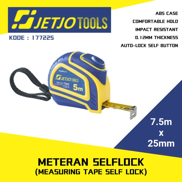 JETJO TOOLS / LAKONI PRO Meteran 7.5m x 25mm / Selflock Measuring Tape ...