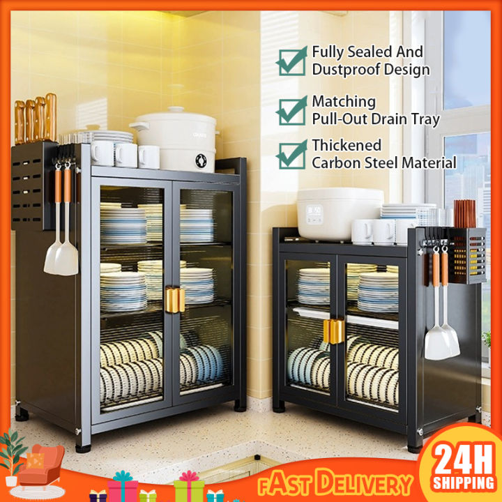 ⚡HOT⚡Dish Drainer Dish Cabinet 2/3-Tier Kitchen Countertop Plate ...