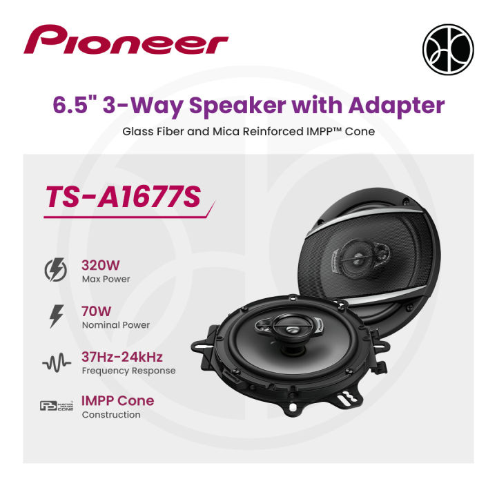 Pioneer TS-A1677S 6.5" 3-Way Speaker with Adapter | Lazada
