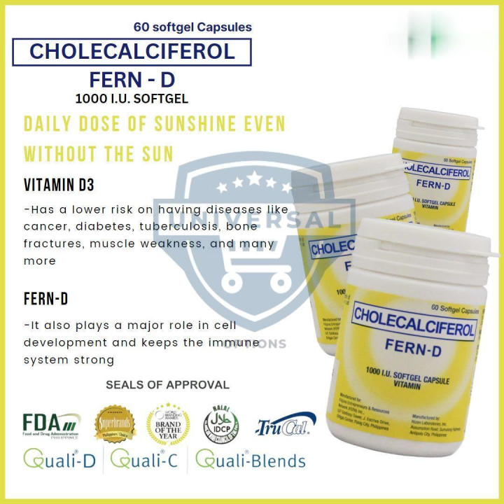 IFERN Fern D 60 Vitamin D Cholecalciferol 1000 I.U. per softgel | Lazada PH