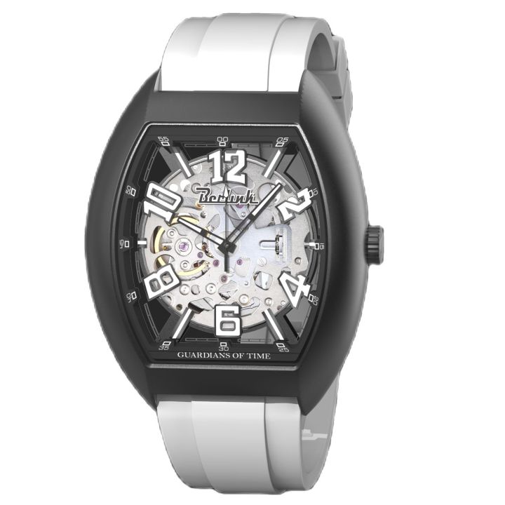 BERLINK AUTOMATIC Skeleton Watch Barrel Shape 30M Water Resistant 2 ...