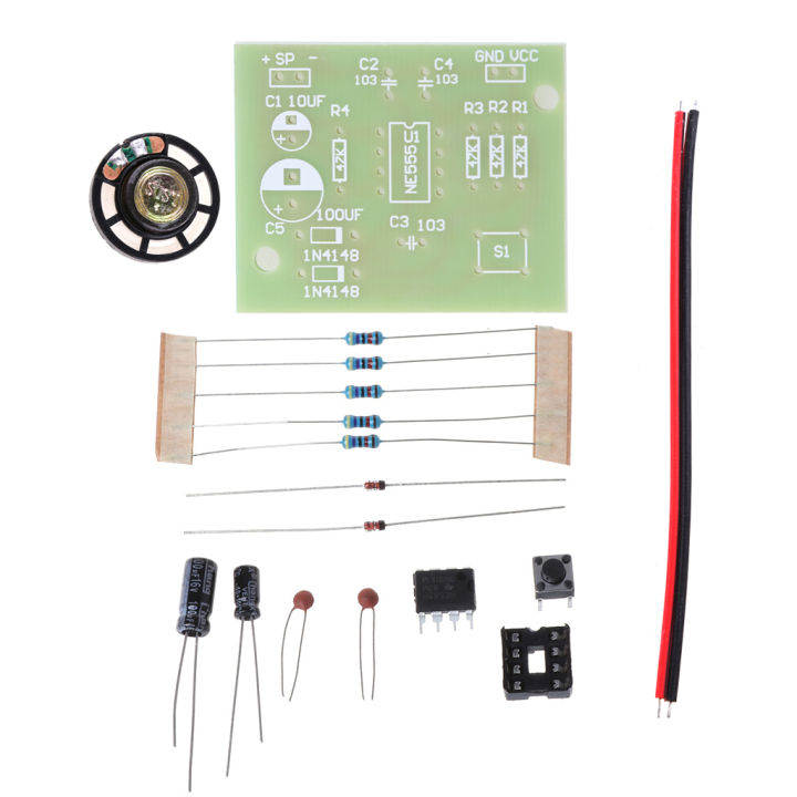 NE555 Oscillator Buzzer Electronic DIY Tone Generator LED Kit 8R 0.25W ...