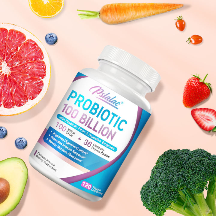 PROBIOTIC Capsules - 100 Billion CFUS - Contains Prebiotic Fiber ...