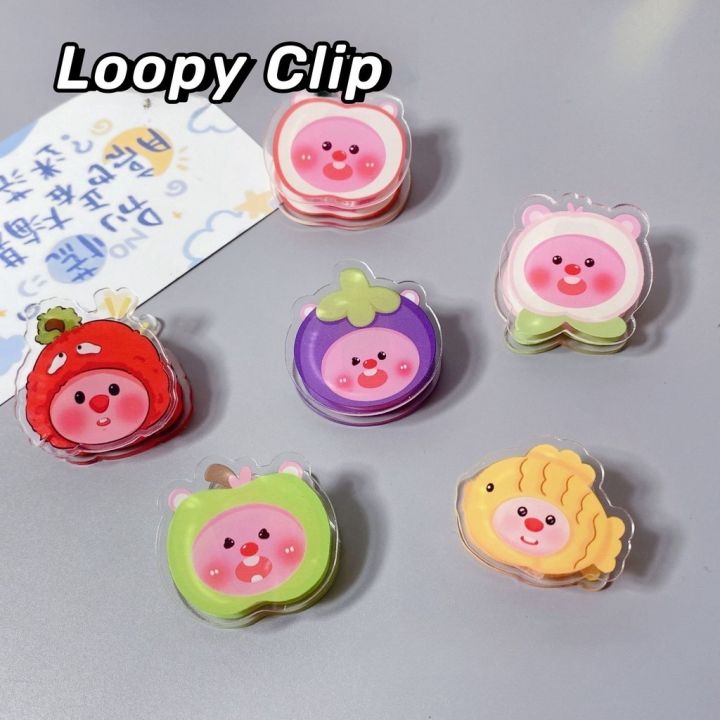 15 Styles Loopy PP Acrylic Binder Double Side Paper Clamp Cute Cartoon ...