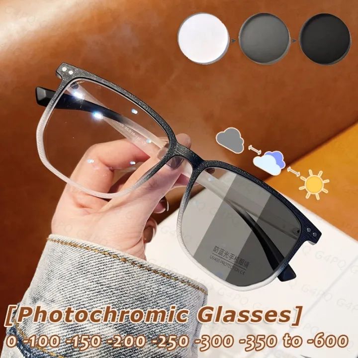 With Grade -600 To -100 Photochromic Computer Glasses For Women Men ...