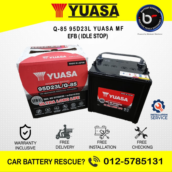 [Installation Provided ] Q85 95D23L | YUASA EFB | Start & Stop Engine (Idle) Car Battery Bateri ...