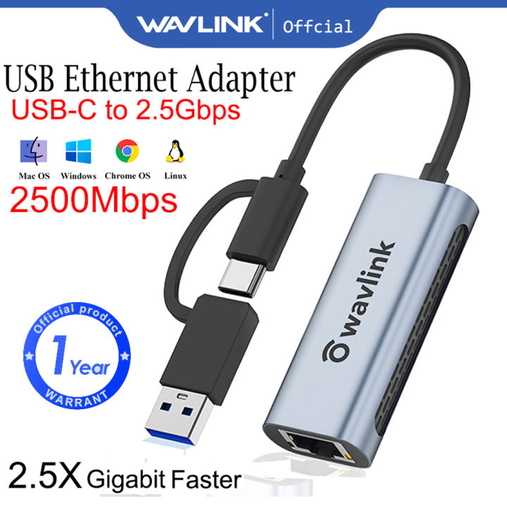 [2.5G] Bộ điều hợp Ethernet Wavlink 2500 Mbps USB C và USB 3.0, Bộ điều ...