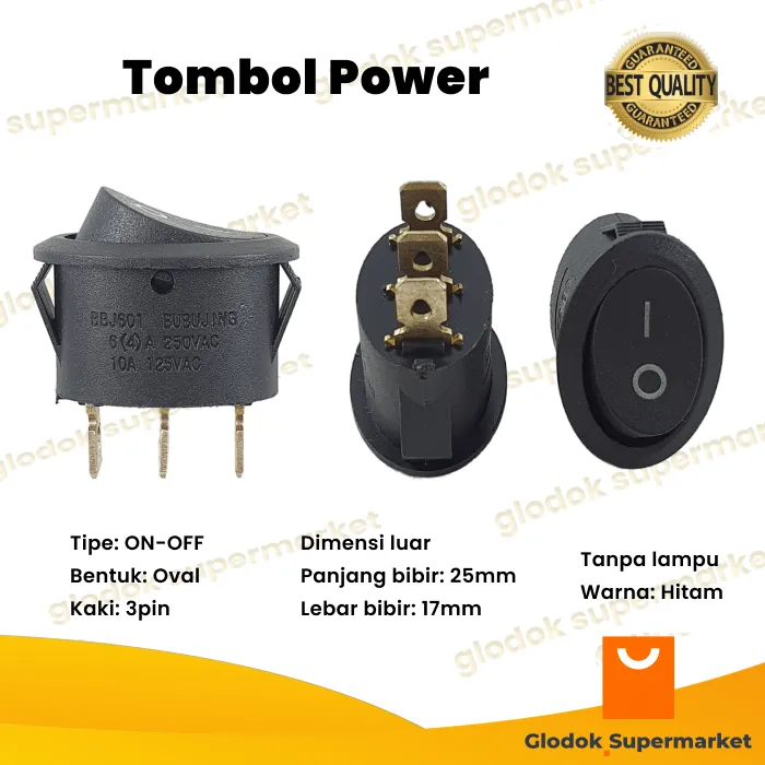 Saklar Oval 3 pin On Off Tombol Rocker Power Switch 3pin | Lazada Indonesia