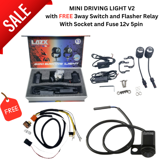 MINI DRIVING LIGHT V2 with FREE 3way Switch and Flasher Relay With ...