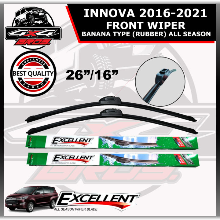 Toyota Innova 2016-2021 (26" / 16") BANANA TYPE RUBBER Front Wiper ...
