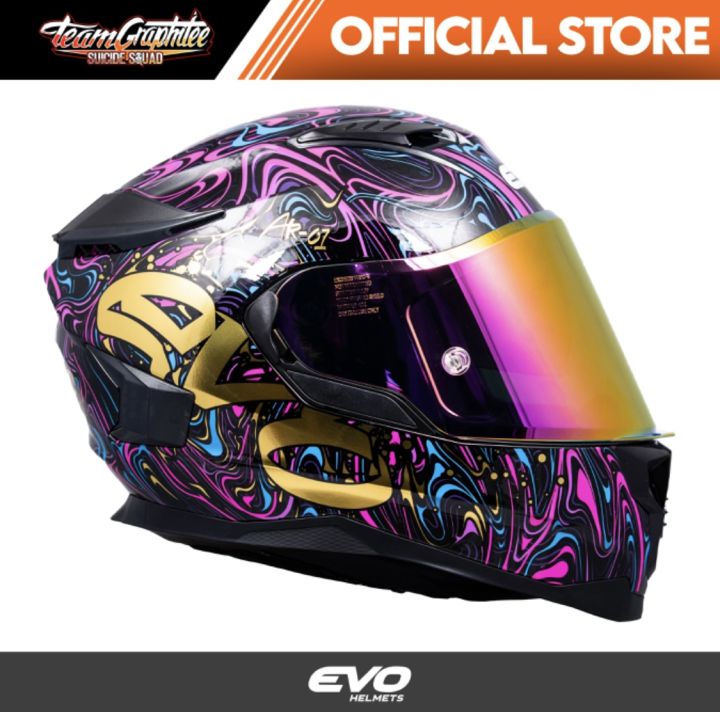 EVO AR-01 MORPHEUS PURPLE (REVO PURPLE LENS) FULL FACE DUAL VISOR WITH ...