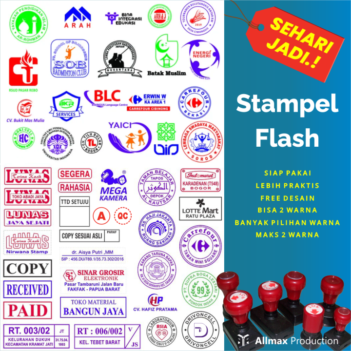 Stempel Nama Perusahaan Logo Tanda Tangan Stempel Lunas Stempel Flash ...