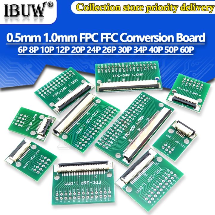 1pcs FPC FFC 0.5MM 1.0MM Pitch Conversion board DIY PCB board 6P~60P connector For Cable ...