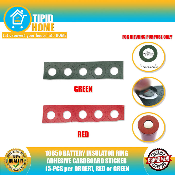 TIPID HOME 18650 BATTERY INSULATOR RING ADHESIVE CARDBOARD STICKER (5 ...