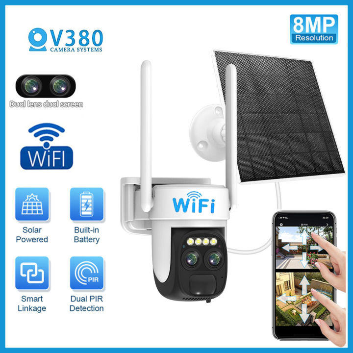 2024 NEW Solar CCTV Camera Wifi 8MP Wifi SIM Dual Camera PIR Wireless ...
