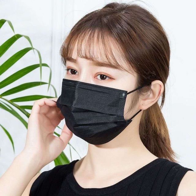 PROMO - Masker Hitam | Masker Medis Hitam | Masker Medis 3ply isi 50Pcs ...