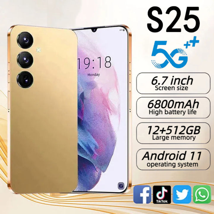 Smartphone S25 12+512GB 5G Phone 6.7 Inch Android Phone 6800mAh 1 Year ...