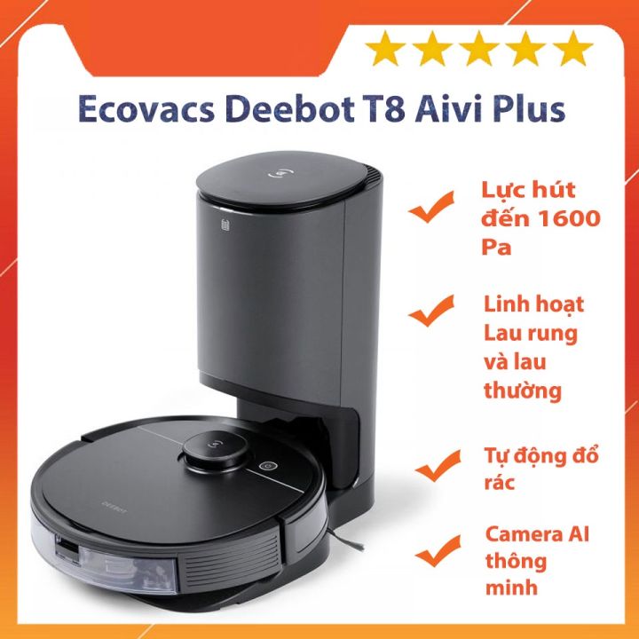 Ecovacs Deebot T8 Aivi Plus (T8 Aivi +) robot hút bụi lau nhà có lau ...