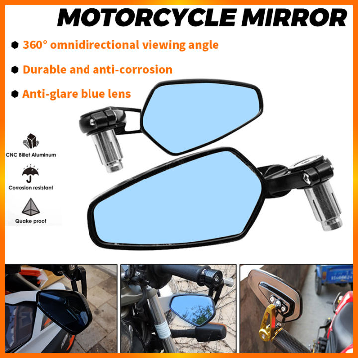 E&M Universal Motorcycle Aluminum Handle Bar End Side Rearview Mirror ...