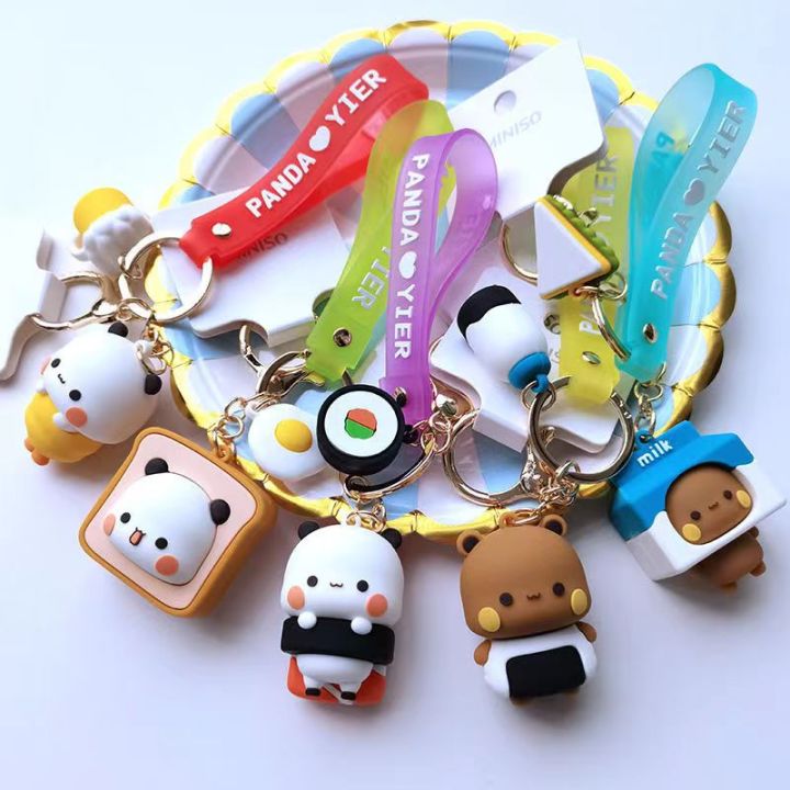 Bubu Dudu Panda Bear Figures Keychain Cosplay Key Ring Diy Car Backpack ...
