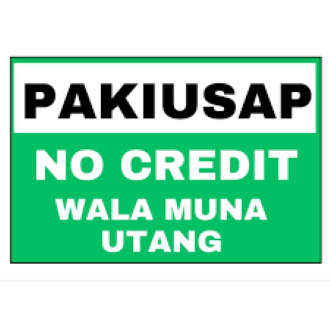 Bawal Utang No Credit Sign - Laminated Signage A4 Size | Lazada PH