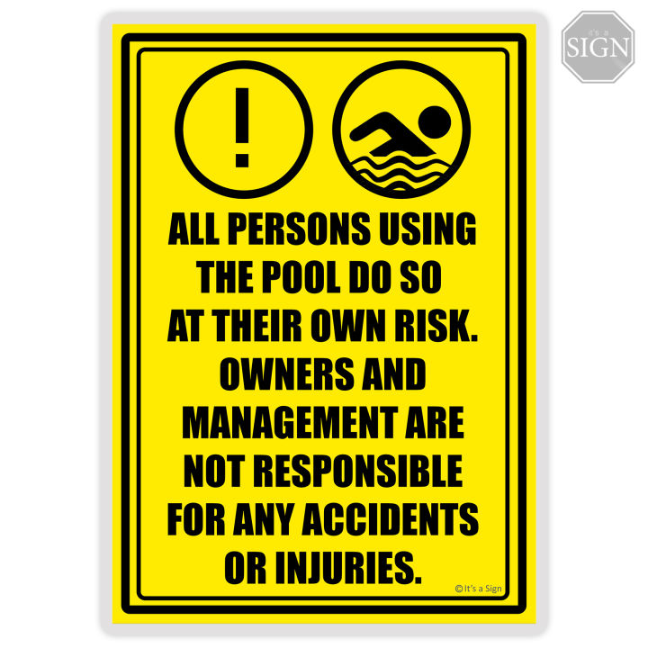 Pool Swimming Safety Risk - Laminated Signage - A4 Size | Lazada PH
