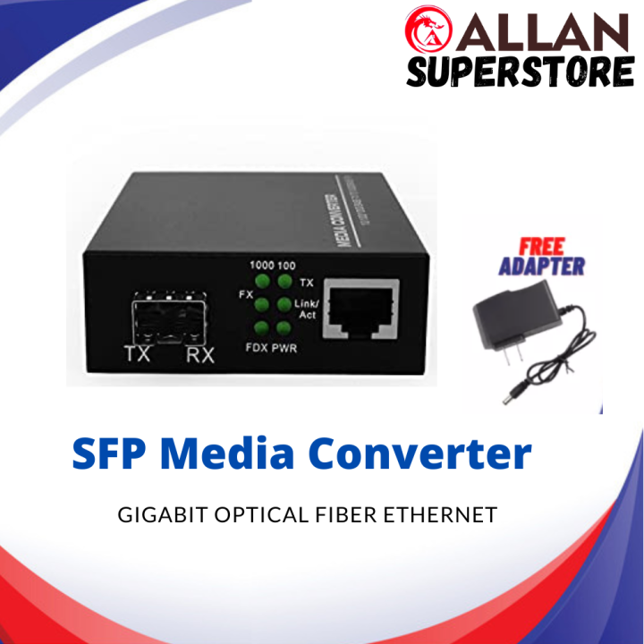 Allan Superstore SFP Media Converter 1 Port SFP to 1 Rj45 Gigabit Optical Fiber Ethernet 1 Piece ...