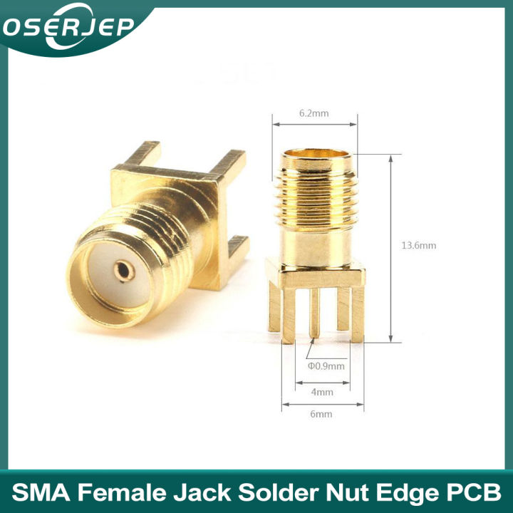 SMA Female Jack Solder Nut Edge PCB Clip Straight Mount Gold Plated RF ...