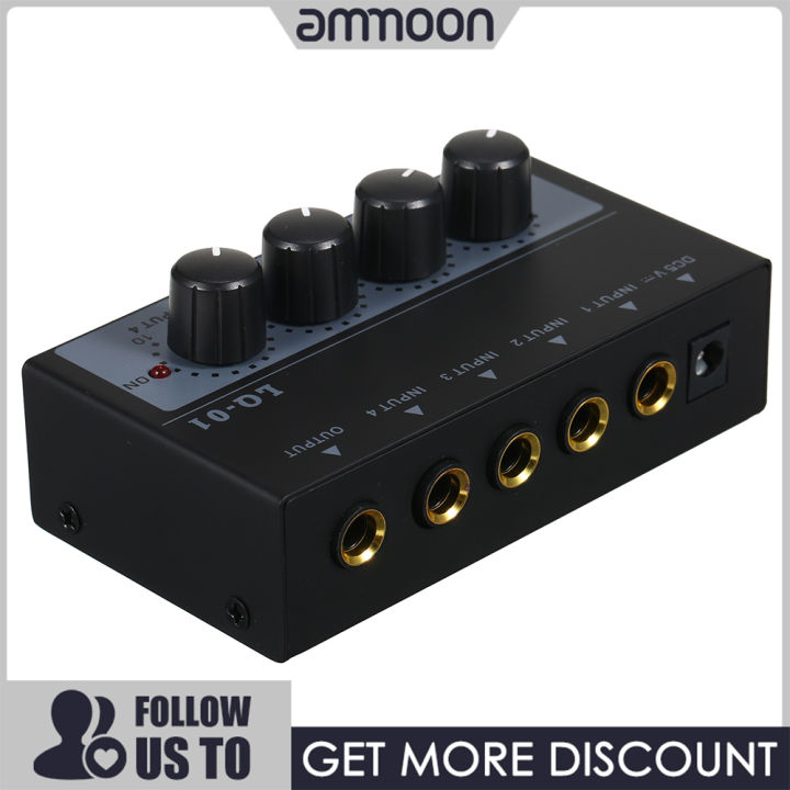 [ammoon]Ultra Low Noise 4 Channel Mixer 4 Input 1 Output DC 5V Mini ...
