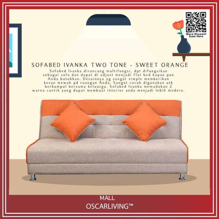 Olc Sofabed Ivanka Orange Fabric Khusus Jabodetabek | Lazada Indonesia