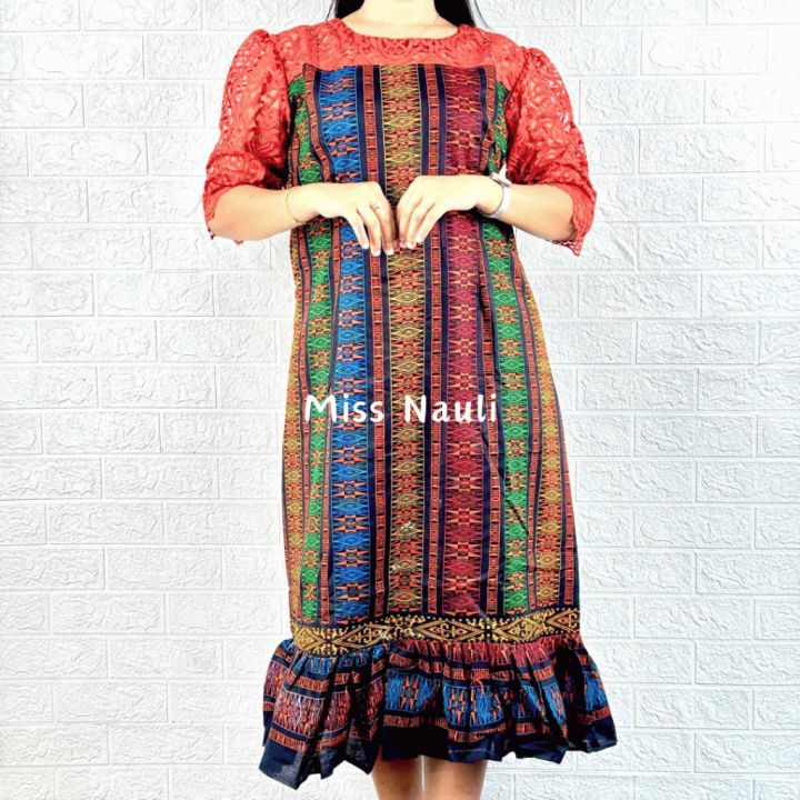 Dress Batik Batak Ulos Corak Sadum Lengan Renda Siza XXS s/d 4L | Lazada Indonesia