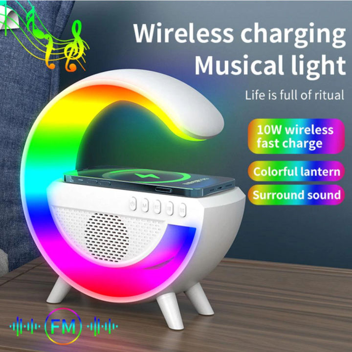 Speaker Bluetooth Wireless Charger LED Ambient Light Lampu Meja ...
