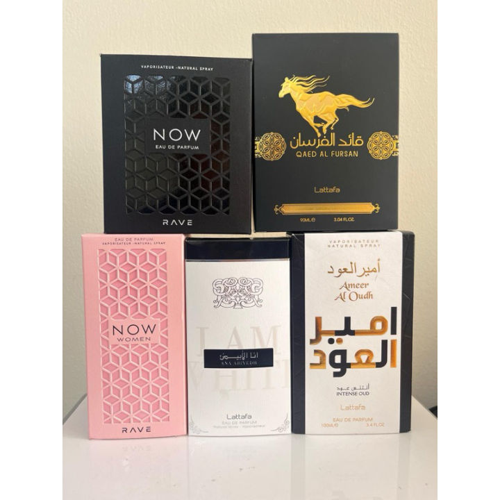 Lattafa Rave Now 100ML / Ana Abiyedh 60ML / SHAHD 100ML / Qaed Al ...