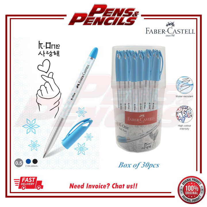 Faber-Castell K-One Cap Ball Pen / Retractable Gel Pen 0.5mm Black & Blue / Faber Castell K One ...