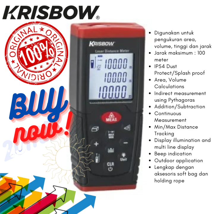 Meteran Laser Digital Krisbow LASER DISTANCE METER 100M | Lazada Indonesia