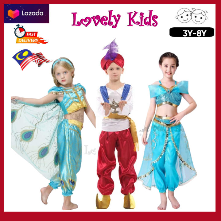 ⭐READY STOCK⭐ 4y-8y Kids Costume Prince Ali Aladdin Princess Jasmine ...