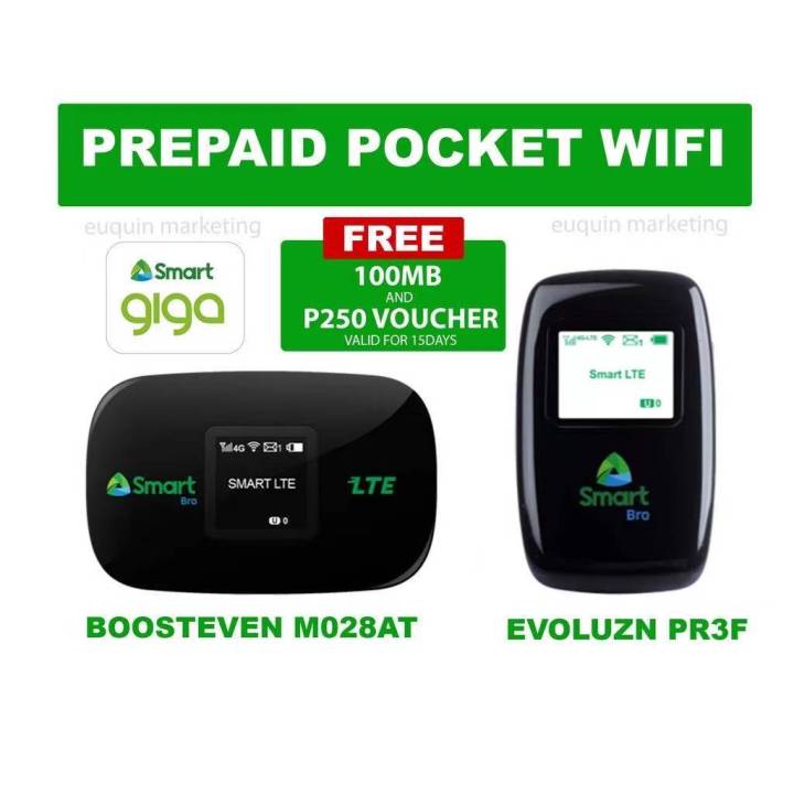 Smart Bro Prepaid LTE Pocket WiFi with FREE 100MB and P250 Smart Bro Voucher | Lazada PH