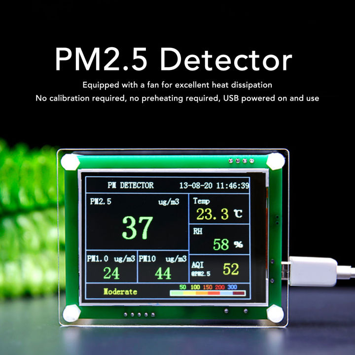 เครื่องตรวจจับ PM2.5 LED 2.8in เคสระบายความร้อนยอดเยี่ยมตรวจสอบ PM10 PM2.5 PM1.0สำหรับบ้าน ...