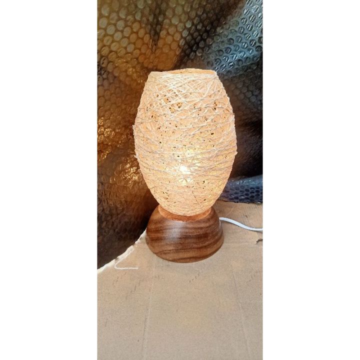 Aesthetic Lampshade Table lamp abaca (Oval) wbulb wLaser Engraved ...
