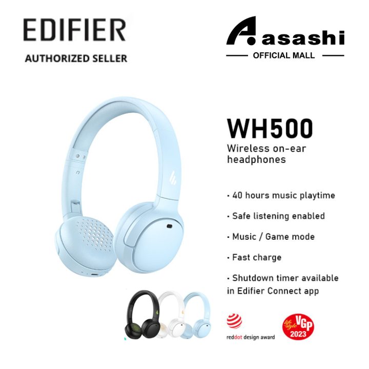 Edifier WH500 Wireless On-Ear Headphones | 40H Music Play | Fast Charge | 30mm Dynamic Driver ...