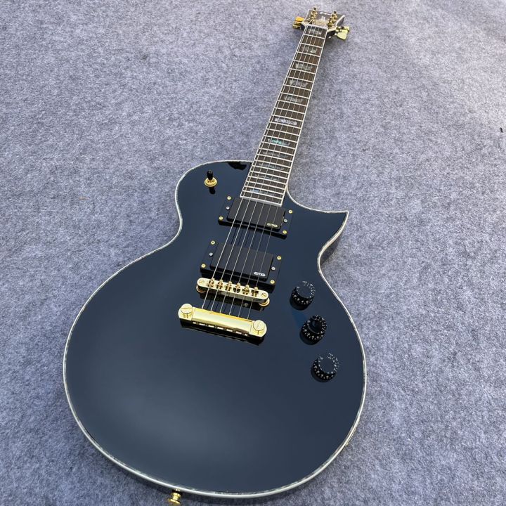 ESP LTD Deluxe EC-1000 Electric Guitar EMG Pickups Abalone Shell Inlay Black Professional Guitar ...