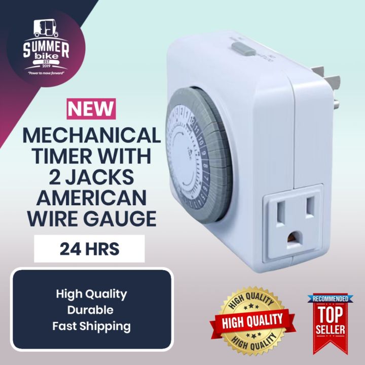 24 hour mechanical timer with two jacks American wire gauge | Lazada PH