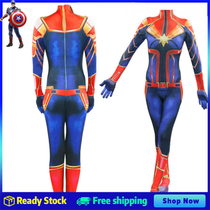 Captain Marvel Cosplay Costumes for Women Jumpsuits Straitjacket Gift ...