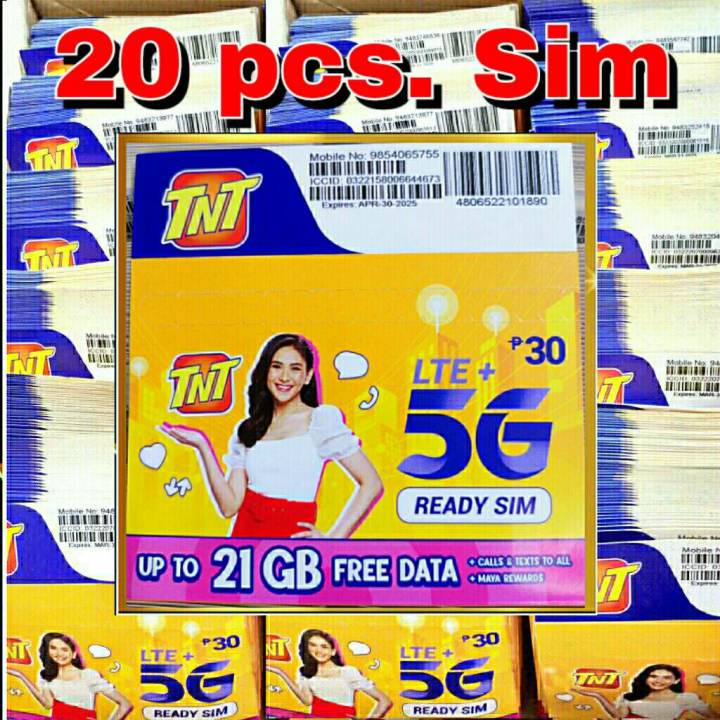 TNT SIM CARD 5G (20 pcs.) Free up to 21GB Brand new & Sealed Expiration ...