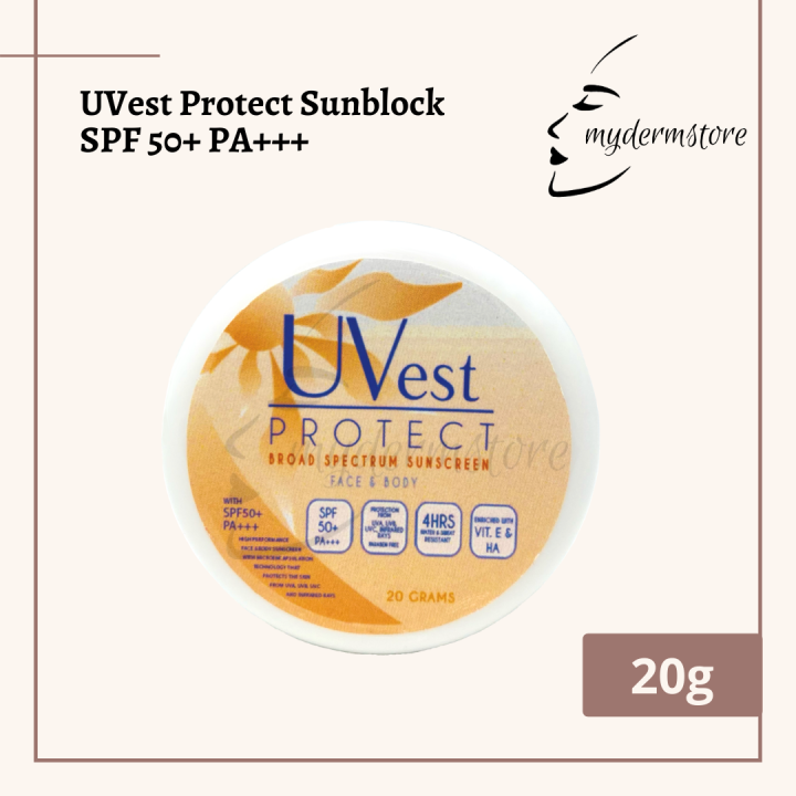 UVest Protect Sunblock SPF 50+ PA+++, 20g | PREMIUM GRADE DERMATOLOGIST ...