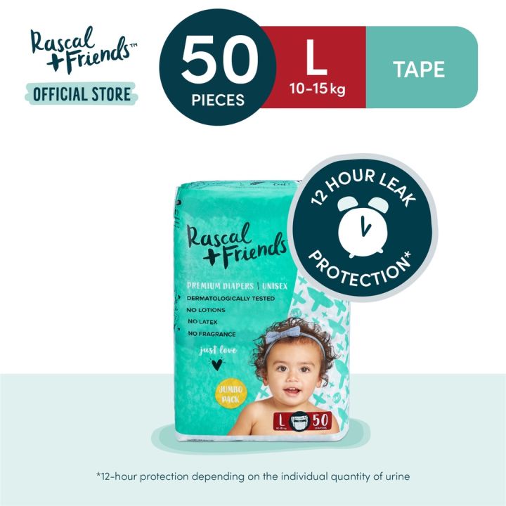 Rascal + Friends Tape Diaper Jumbo Pack - Large, 50 Pads | Lazada PH