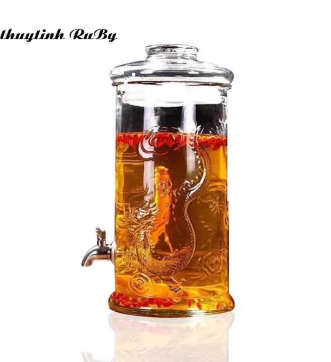 Bình Ngâm Rượu Thủy Tinh 6 Lít (Có Vòi, Không Đế) Trụ Rồng, Bình Đựng ...