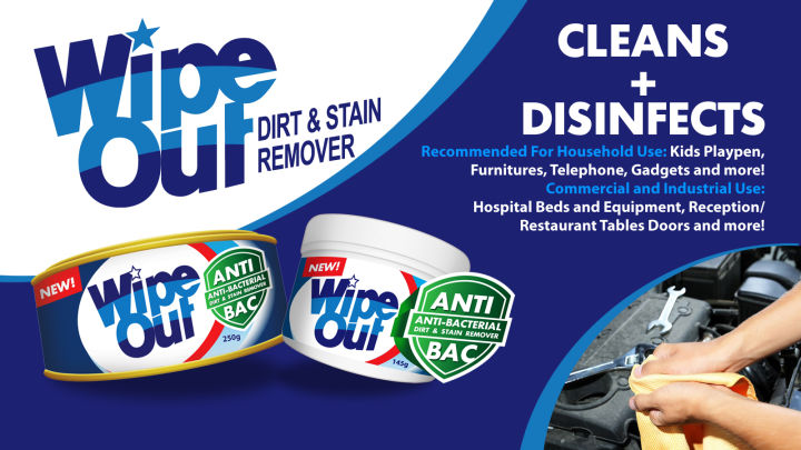 Wipe Out Dirt and Stain Remover (145 grams, 250 grams) Original Wipeout ...