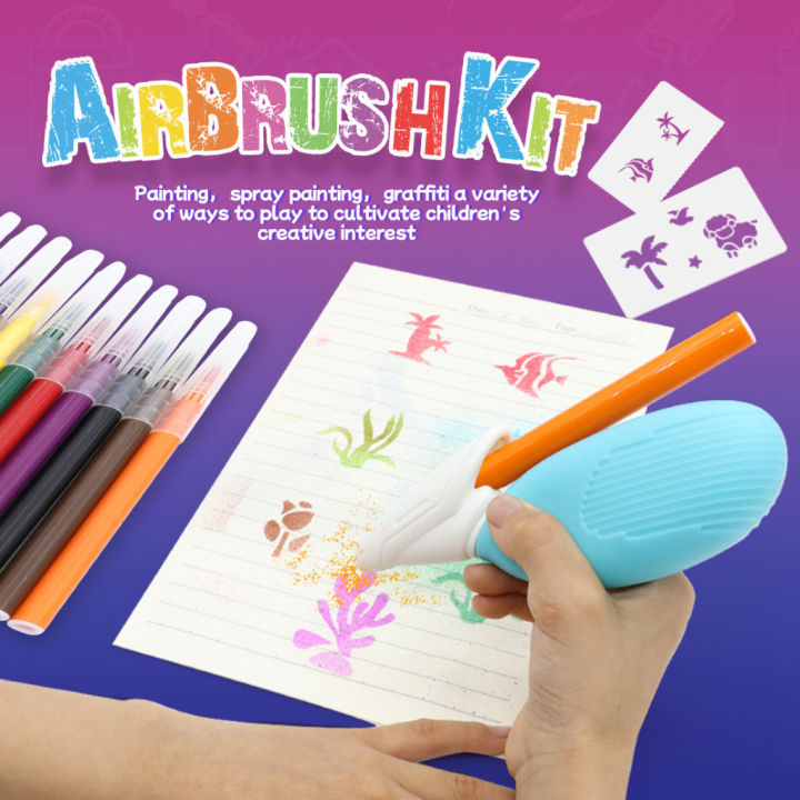 🇸🇬📦🚚 Kids Airbrush Art Kit | Air Brush Painting / Stencils | Paint ...